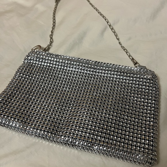 Bags | Silver And Blue Sequence Handbag With Chain | Poshmark